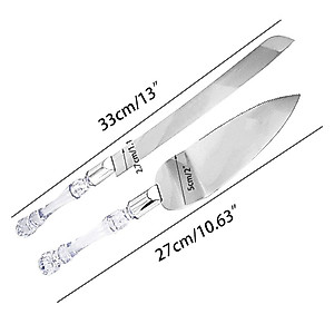 Cake Knife Spatula Elegant Clear Design Serving Set - 2 in One - Stainless Steel Cake and Pie Server - Cake Cutting Set for Birthday Wedding Engagement Anniversary - Best Gift Idea (Clear)