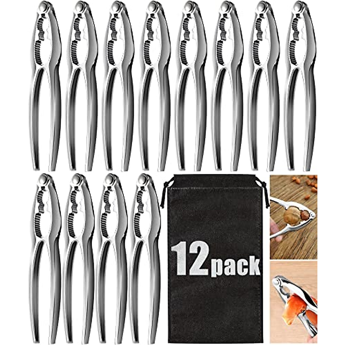 12 Pcs Crab Crackers and Tools Set Heavy Duty Seafood Tools Set Crab Leg Crackers Lobster Nut Crackers Opener Home Kitchen Parties Tools for Crableg and Lobster Lovers Gift