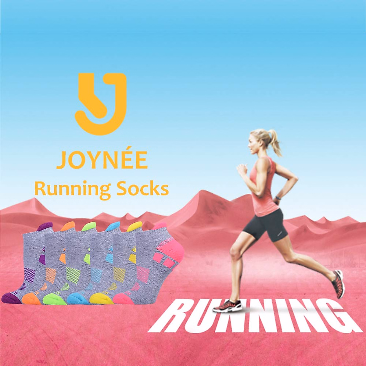 JOYNÉE Women's Ankle Athletic Running Socks Performance Cushioned Low Cut Sports Socks with Heel Tab 6 Pairs,Sock Size 9-11,Grey