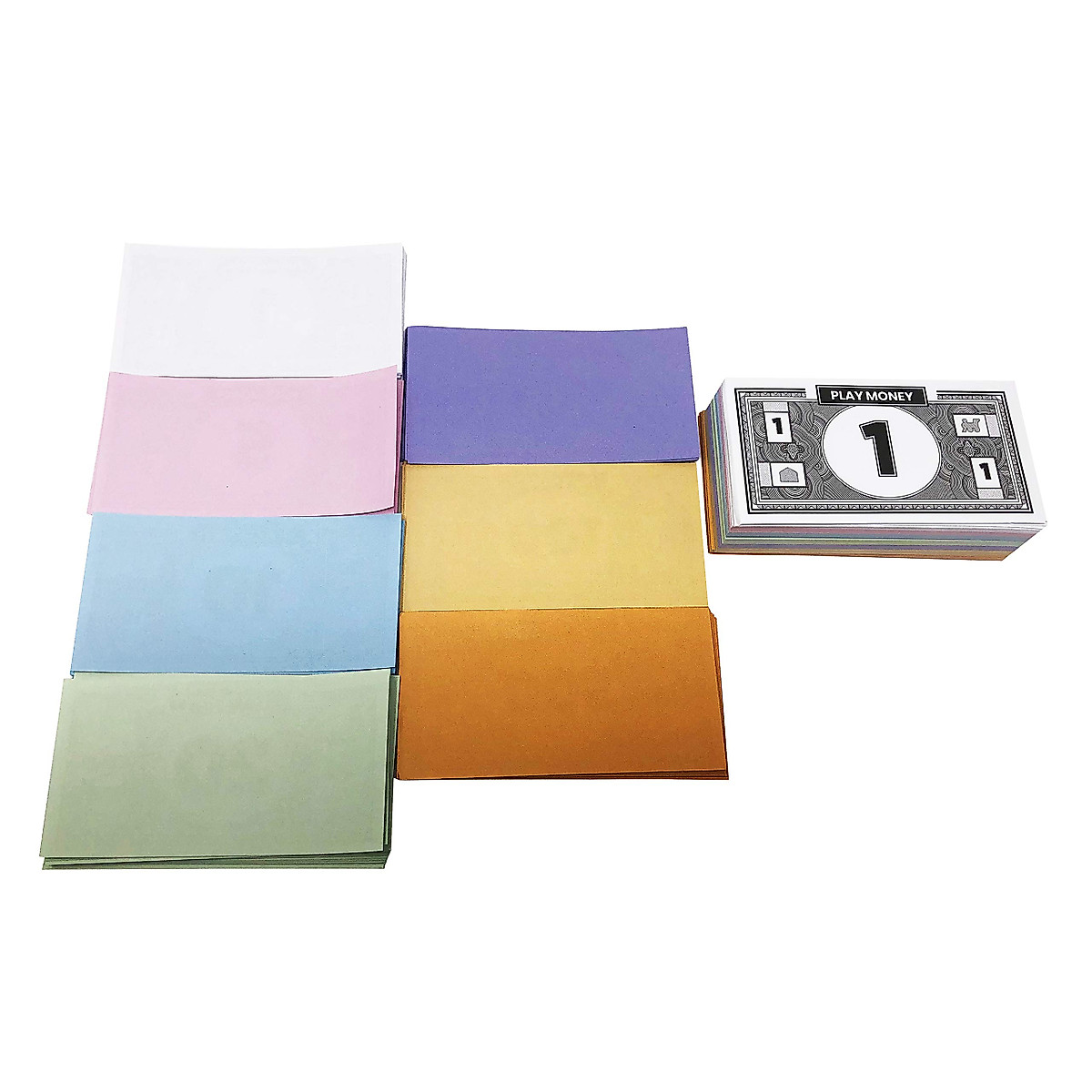 Mono 2 Sets of 30 Each Bill Denomination, 60 Total in Mixed Colors: $1, 5, 10, 20, 50, 100, and $500