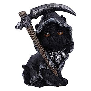 Nemesis Now Amara Grim Reaper Feline Cat Figurine, Resin, Hand-Painted, Gothic Decor, 10.2cm