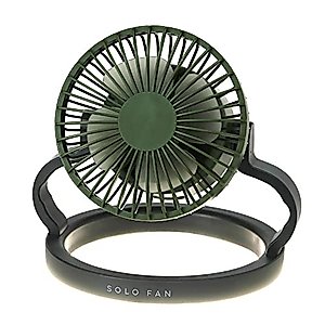 SPICE OF LIFE Circulaire Camping Fan with LED Ring Light - Khaki - 4000 mAh Battery, USB Rechargeable, Magnetic Remote, Auto Timer, Hanging Tent Hook, Removable and Washable Fan Cover