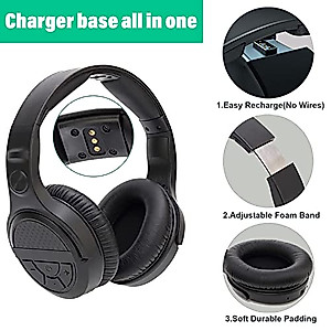 MONODEAL Wireless Headphones for TV Watching with Digital Optical RCA 2.4GHz RF Transmitter Charging Dock, Over Ear Headset with 3 Audio Modes, 197FT Wireless Range, 10Hrs Audio Playtime