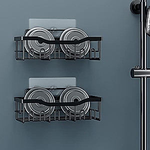 HYPEXA Shower Caddy 5 Packs, Shower Shelves, Adhesive Shower Organizer No Drilling, Large Capacity Wall Mounted Shower Storage, Stainless Steel Bathroom & Kitchen Wall Organization, Black