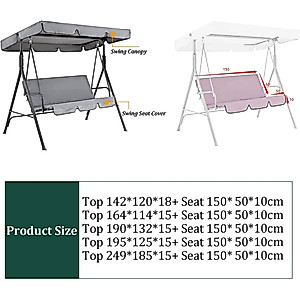 210D Oxford Cloth Swing Canopy Cover,Universal Garden Swing Seat Canopy Replacement,Waterproof Sunshade Replacement Canopy Cover for Garden Swing Hammock Outdoor