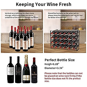 TONLEA 4 Tier Wine Rack, 3-in-1 24 Bottles Wine Storage, Wine Bottle Rack Stackable, Wine Storage Rack for Cabinet Pantry(Dark Black, Version 3.0)