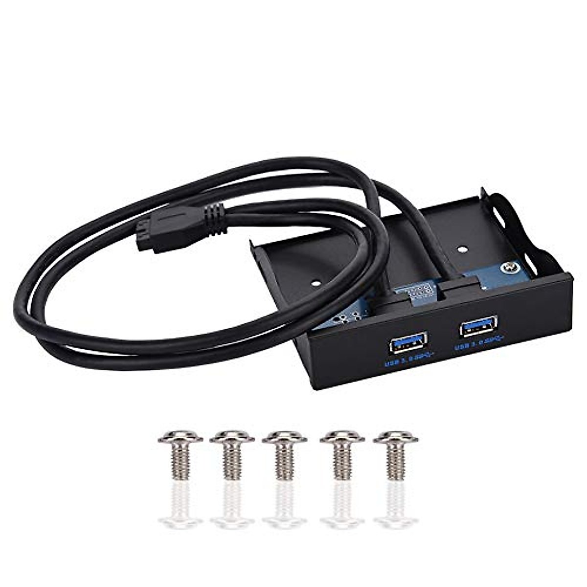ASHATA USB Front Panel,USB 3.0 Floppy Front Panel with 2-Port,3.5 inches Floppy Bay 19 Pin to 2 Interface USB3.0 HUB