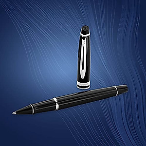 Waterman Expert Rollerball Pen, Gloss Black with Chrome Trim, Fine Point with Black Ink Cartridge, Gift Box