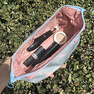 Makeup Bag/Travel Cosmetic Bags/Brush Pouch Toiletry Kit Fashion Women Jewelry Organizer with Zipper Flamingo Make-up Carry Case Pencil Holder Portable Cube Purse (Light Blue)