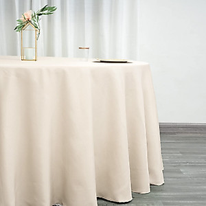 Efavormart 10PCS 120" Wholesale Round Tablecloth Polyester Round Table Linens for Wedding Party Banquet Restaurant - Beige