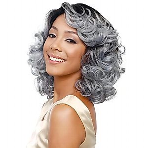 BXzhiri Short Curly Hair Wigs Grey Human Hair Lace Wigs European and American Women's Styling Cool Wig