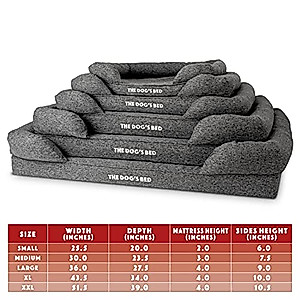 The Dog’s Bed Orthopedic Dog Bed XL Grey Poly-Linen 43.5x34, Memory Foam, Pain Relief: Arthritis, Hip & Elbow Dysplasia, Post Surgery, Lameness, Supportive, Calming, Waterproof Washable Cover