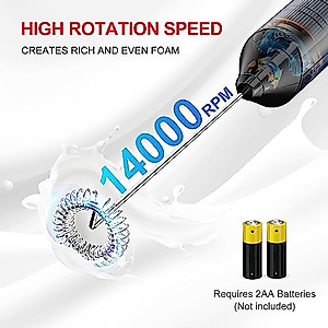 Bonsenkitchen Milk Frother Handheld, Electric Milk Foam Maker with Stainless Steel Whisk, Hand Drink Mixer for Coffee, Lattes, Cappuccino, Matcha, Battery Operated, Electric Stirrer Coffee Mixer Wand