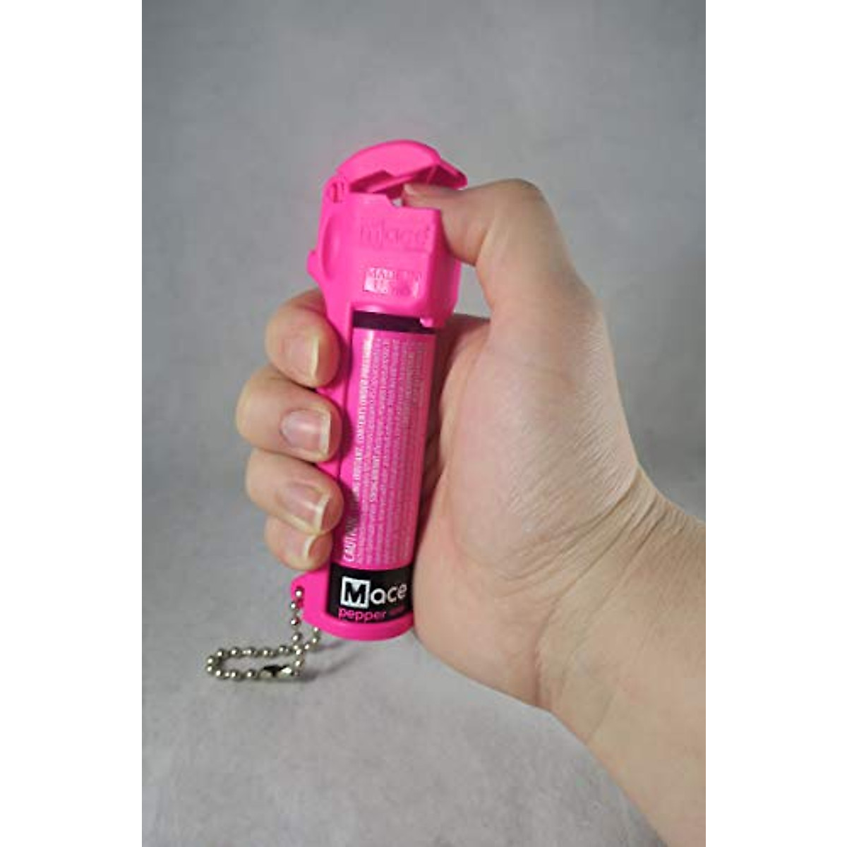 mace Brand Personal Pepper Spray (Neon Pink) – 12’ Pepper Spray with 3-in-1 Formula, Flip Top Safety Cap, Leaves UV Dye on Skin – Self Defense Pepper Spray for Women, Made in The USA