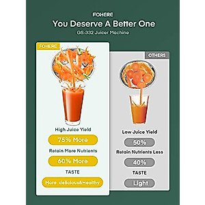 Juicer Machines, FOHERE 1000W Juicer Whole Fruit and Vegetables, Quick Juicing Easy to Clean, 75MM Large Feed Chute, Dual Speed Setting and Non-Slip Feet, Silver