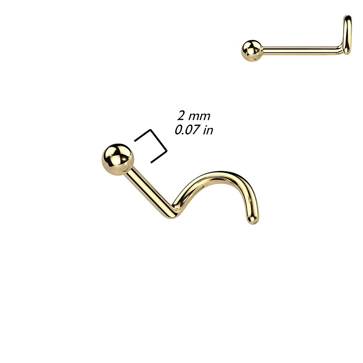 Pierced Owl 20GA F136 Implant Grade Titanium Ball Top Nose Screw (Silver Tone)