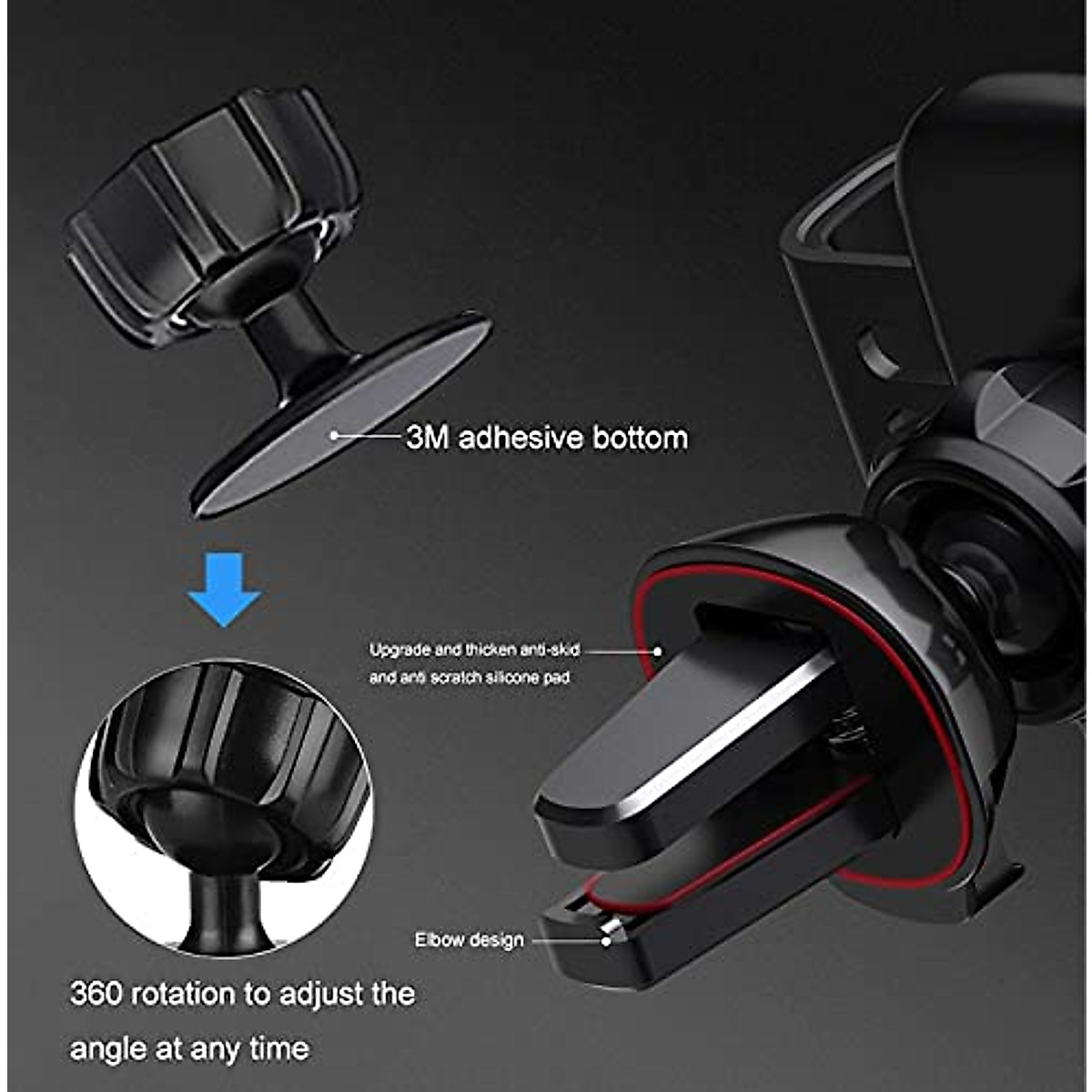 Wireless Car Charger, 15W/10W Fast Charging Car Mount, Air Vent Cell Phone Holder for Car, Universal Car Phone Holder Cradle Compatible with iPhone 13/12/11, Samsung S21/S20/S10, and More, Black