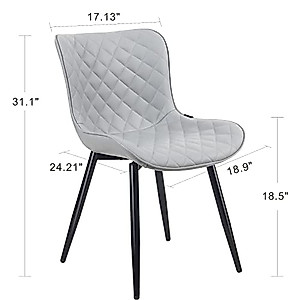 Kidol & Shellder Upholstered Dining Chairs Set of 2 Kitchen Dining Room Chairs Mid Century Modern Kitchen Chairs Dining Table Chairs Faux Leather Side Chair for Waiting Living Room Bedroom(Gray)