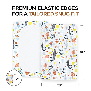 Pickle & Pumpkin Premium Organic Crib Sheet | 2 Pack 100% Organic Jersey Cotton Fitted Crib Sheets Set | Toddler or Standard Crib Mattress Sheets | Girls & Boys | Penguin & Woodland Crib Sheet