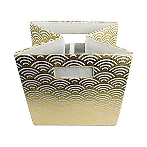 DII Collapsible Hard Sided Bin, Waves, Gold, Large