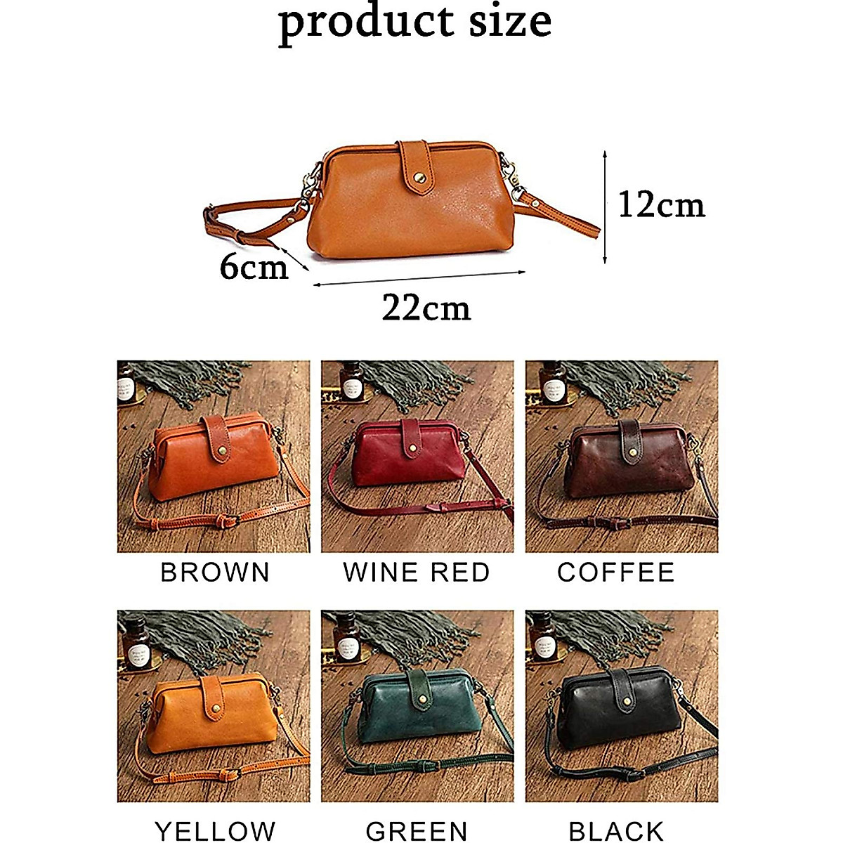 Premium Leather Retro Handmade Doctor Bag Unique Opening Women Crossboy Bag Retro Handmade Doctor Bag Crossbody (Coffee)