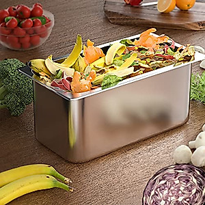 Merysen Kitchen Compost Bin- 1.6 Gal Smell Proof, Rust Proof Stainless Steel Insert, Countertop Composter Bin with Lid and Bamboo Box - Indoor Compost Bin Kitchen
