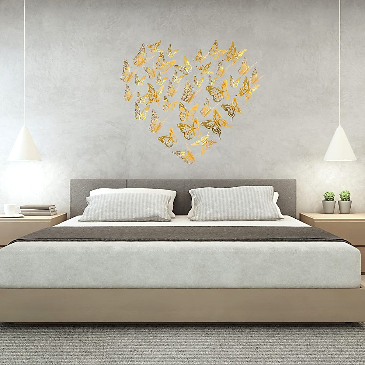 DIYASY Butterfly Wall Décor,36 Pcs Gold 3D Butterfly Stickers Decals for Room,Bedroom,Wedding and Nursery Decoration