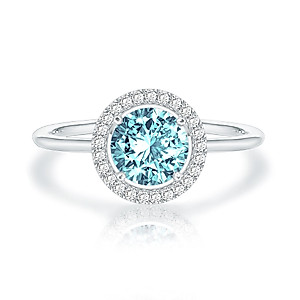 PAVOI Crystal 14K White Gold Plated Birthstone Rings | White Gold Rings for Women | Aquamarine Ring