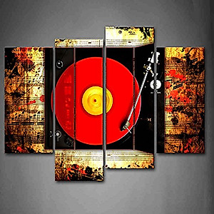 Record in Red and Buttons of Studio Wall Art Painting Pictures Print On Canvas Music The Picture for Home Modern Decoration