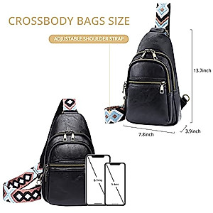 YZFSM Sling Bag for Women PU Leather Sling Bags for Women Crossbody Small Sling Backpack Multipurpose Chest Bag for Women (Black)