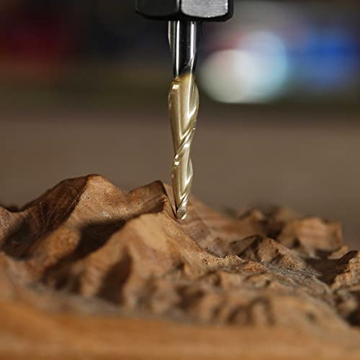 SpeTool Tapered Ball Nose End Mill 1/4" Shank with 1/16" Cutting Radius (1/8" Diameter) for 3D Carving Engraving Router Bit, ZrN Coated