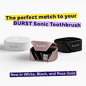 BURST Refillable Dental Floss Dispenser Set - Juniper Berry Scent - Charcoal Coated, Expanding Floss - Stain-Absorbing, Woven Tooth Floss - Rose Gold Case + 32 Yards Charcoal Floss