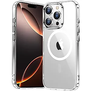 Temdan for iPhone 16 Pro Max Case Clear, [Compatible with Magsafe][Anti-Yellowing][Military-Grade Protection] Shockproof Slim Magnetic Phone Sleeve Case for iPhone 16 Pro Max, Transparent