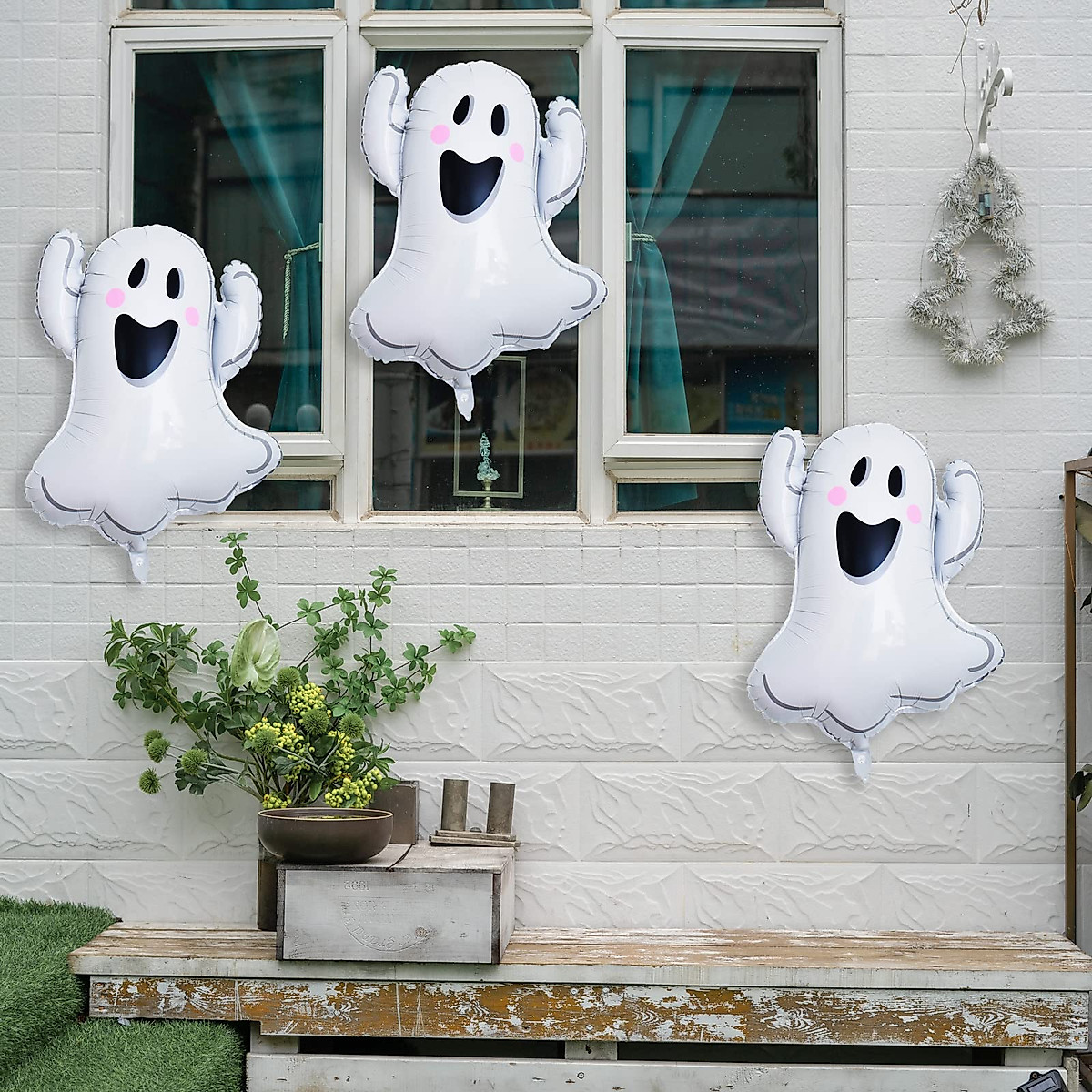 Ghost Balloons White Ghost Shape Aluminum Foil Balloon for Halloween Theme Party 6Pack