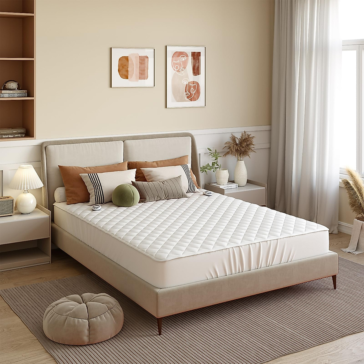 WELLHUT Heated Mattress Pad Queen, Dual Control Heating Mattress Pads, Electric Mattress Pad with 10 Heat Settings Controller, Auto Shut Off Timer, Machine Washable, Deep All Around Pocket