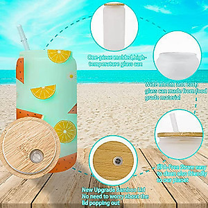 Hazelio 6 Pack Frosted Sublimation Glass Blanks With Bamboo Lid,16 OZ Sublimation Beer Can Glass Cups,Drinking Glasses Jars Mugs Tumblers With Straw,Ideal for Whiskey,Iced Coffee,Juice,Soda,Water