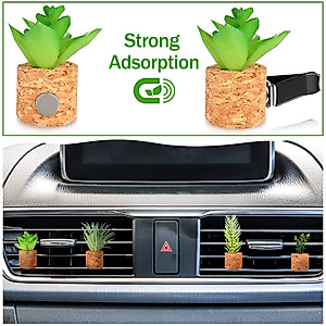Tallew 4 PCS Plant air freshener Vent Clip Succulent Cute Decor for Women Girl Mini Plant for Interior Car Clips Diffuser Funny Accessories