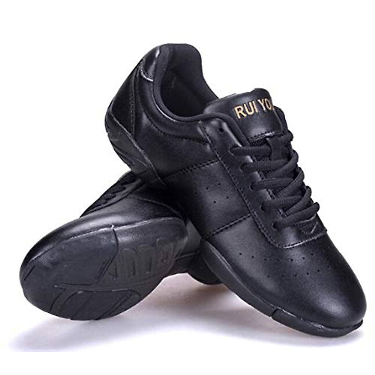 DADAWEN Adult & Youth White Cheerleading Shoes Sport Training Tennis Sneakers Competition Cheer Shoes Black US Size 7/EU Size 38