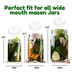 Nourished Essentials - Set of 4 Heavy Glass Fermentation Weights Lids - Grooved Handles - Canning Supplies - for Pickling & Canning - Fits Wide Mouth Mason Jars