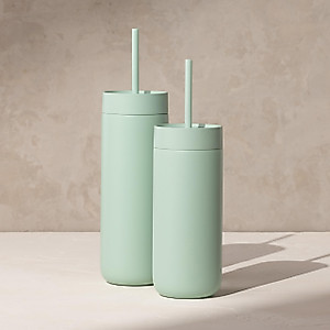 Fellow 20 oz Carter Cold Water Bottle for Water, Iced Tea, Coffee, Smoothies, Iced Coffee & more - Stainless Steel Vacuum-Insulated Iced Coffee tumbler with Spill Resistant lid and straw - Mint Chip