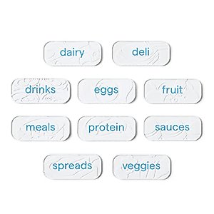 YouCopia, 10-Piece Set ReStickable 3D Fridge Labels, Reusable Nano-Suction, White
