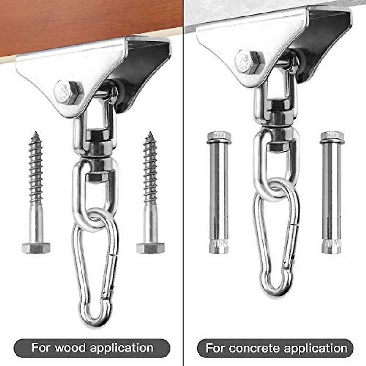 EXCELFU Hammock Hanging Kit, 1000 lb Capacity Heavy Duty 360° Rotate Swing Hangers Suspension Hooks for Swing, Chair, Yoga, Multiple Indoor Outdoor Gym