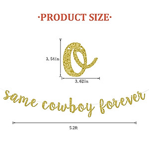 FAIUTA Same Cowboy Forever Banner, Country Western Bachelorette Glitter Banner,Bachelorette Party Decor (Gold)