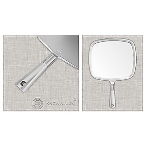 Snowflakes Large Hand Mirror with Handle-Hang Handheld Mirror Hairdresser Mirror.(Silver)