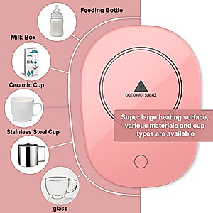 Coffee Cup Warmer with Cup - Coffee Mug Warmer Cup Warmer for Desk Coffee Warmer with Mug Set Coffee Mug with Warmer Coffee Warmer Plate (Pink)