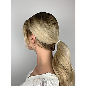 Heliums Thin Hair Elastics - Beige Blonde - 2mm Hair Ties for Thin Hair, 1.75 Inch, Medium Hold No Damage Ponytail Holders - 40 Count