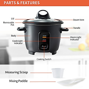 Mishcdea Mini Rice Cooker 2 Cups