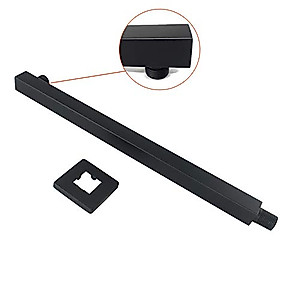 NearMoon 16 Inch Shower Arm, Rain Shower Head Extension Extender, With Flange and Teflon Tape, Made of Thicken Stainless Steel for Bathroom Rainfall Showerhead (Matte Black)