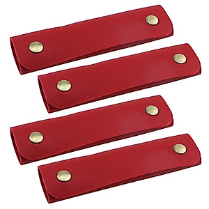 Woogim 4 pcs Handbag Handle Leather Wrap Covers,Purse Wallet Handle Protectors(Red)