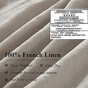 Ivellow Pure Linen Duvet Cover Set 100% Washed French Flax Natural Linen Duvet Cover Queen, 3 Pcs Soft Breathable Moisture Wicking Comfy Cooling Duvet Cover Set-1 Linen Queen Duvet Cover 2 Pillowcases